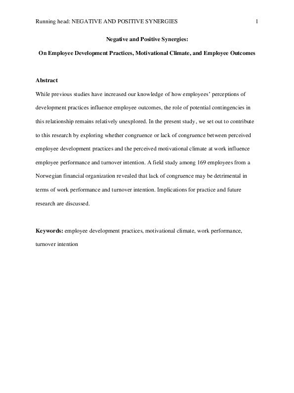(PDF) Negative and positive synergies: On employee development ...