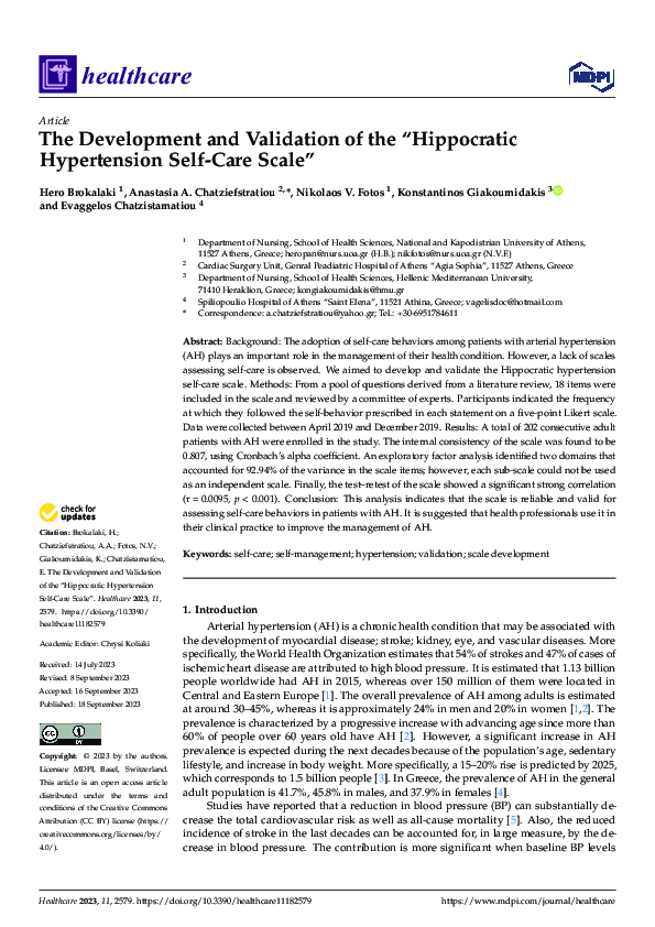 (PDF) The Development and Validation of the “Hippocratic Hypertension ...