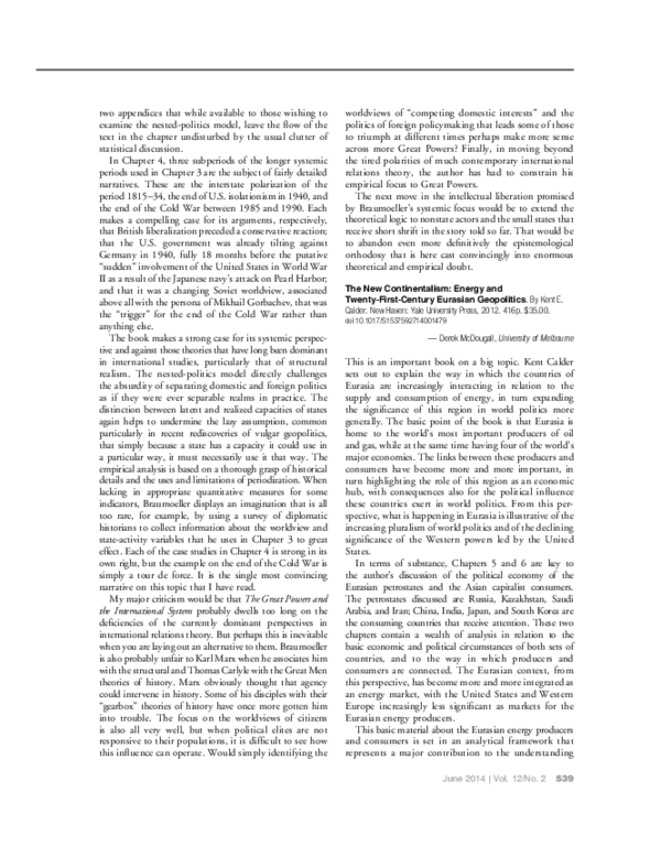 (PDF) The New Continentalism: Energy and Twenty-First-Century Eurasian Geopolitics | Tam ...