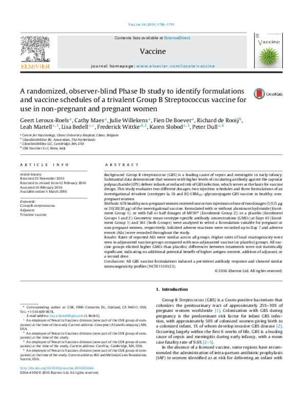 (PDF) A randomized, observer-blind Phase Ib study to identify ...