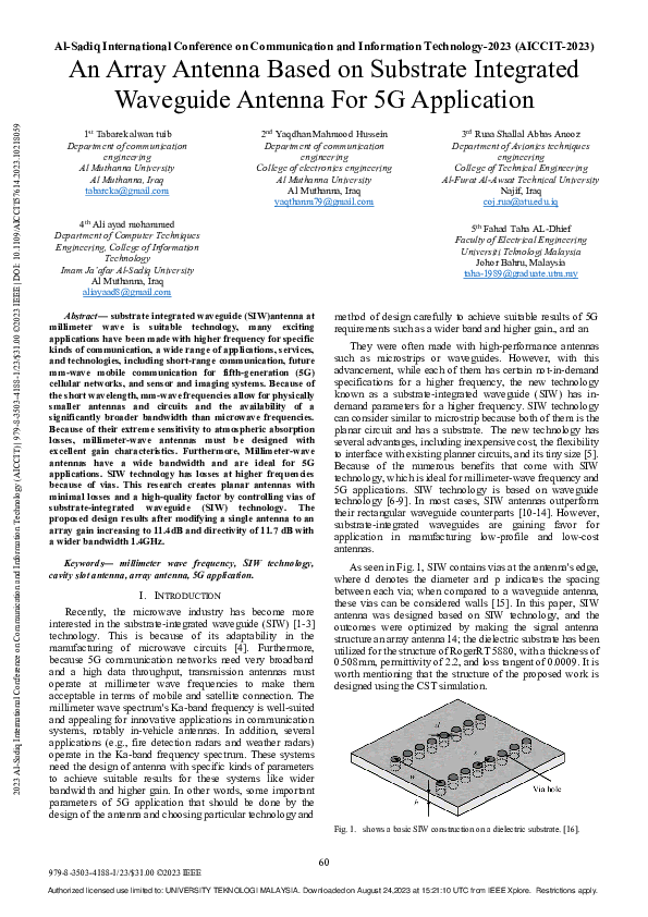 (PDF) An Array Antenna Based on Substrate Integrated Waveguide Antenna ...