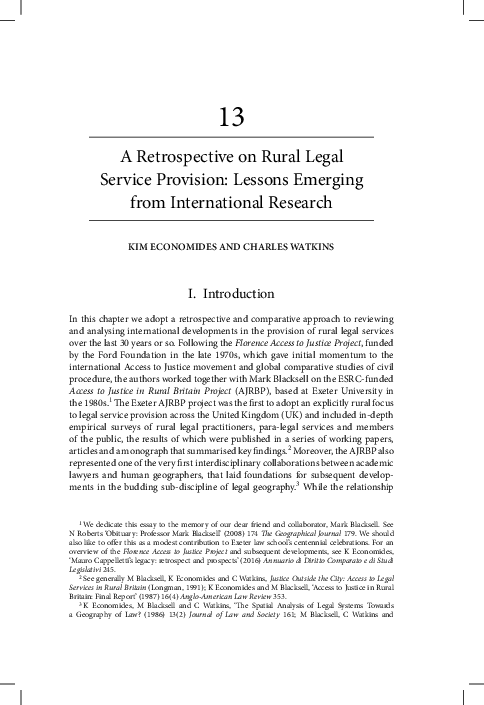 (PDF) A Retrospective on Rural Legal Service Provision: Lessons ...