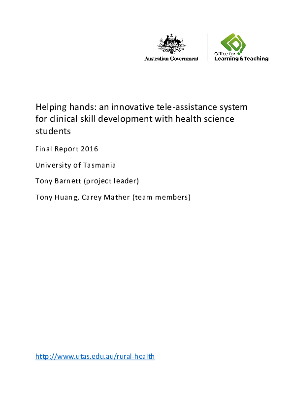 (PDF) Helping hands: an innovative tele-assistance system for clinical ...