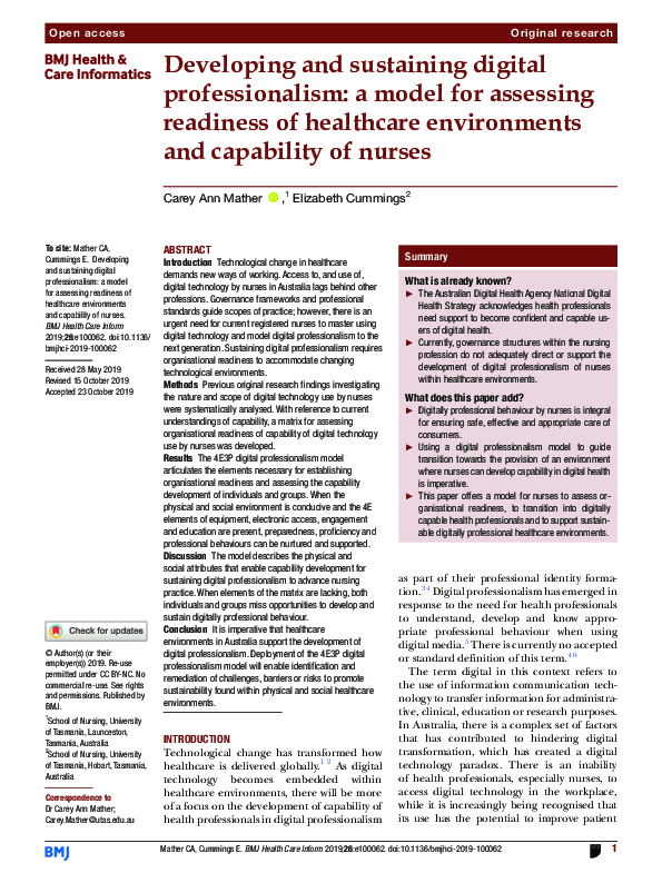 (PDF) Developing and sustaining digital professionalism: a model for ...