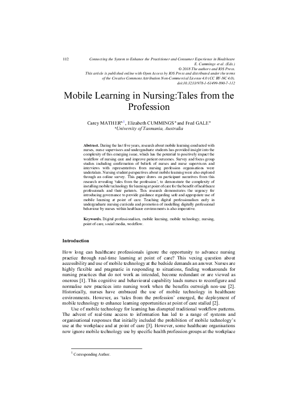 (PDF) Mobile Learning in Nursing: Tales from the Profession