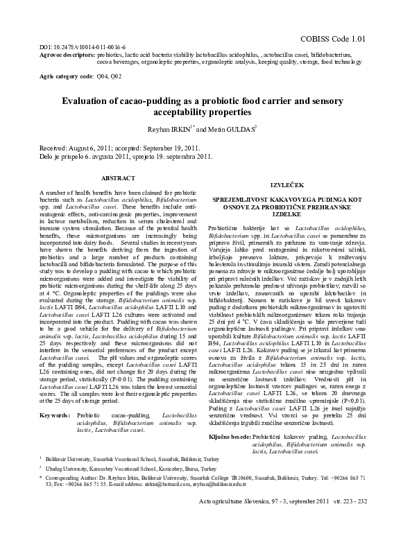 (PDF) Evaluation of cacao-pudding as a probiotic food carrier and sensory acceptability ...