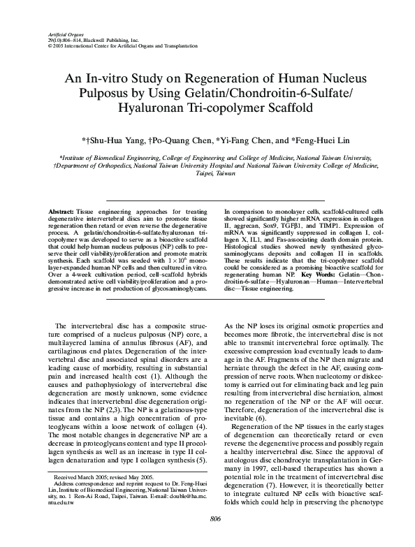 (PDF) An in vitro study on regeneration of human nucleus pulposus by ...