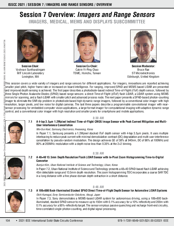 (PDF) Session 7 Overview: Imagers and Range Sensors