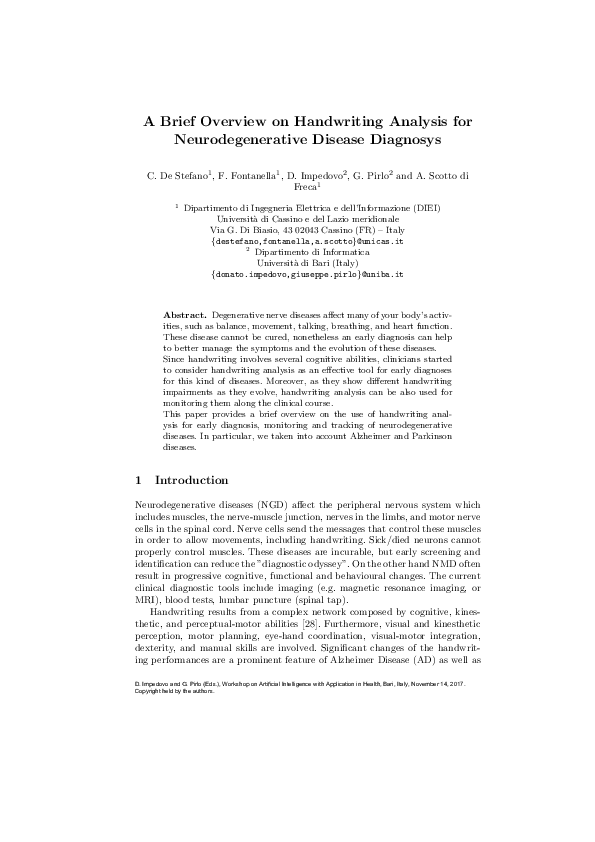 (PDF) A Brief Overview on Handwriting Analysis for Neurodegenerative ...