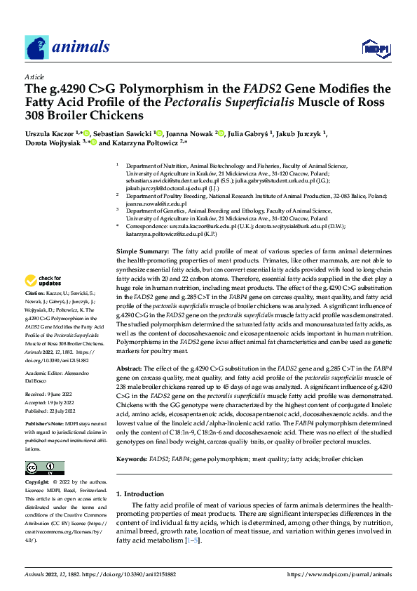 (PDF) The g.4290 C>G Polymorphism in the FADS2 Gene Modifies the Fatty ...