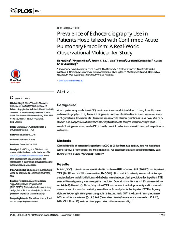 (PDF) Prevalence of Echocardiography Use in Patients Hospitalized with Confirmed Acute Pulmonary ...