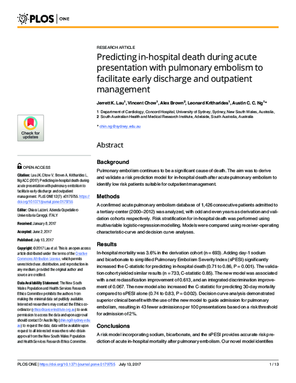 (PDF) Predicting in-hospital death during acute presentation with ...