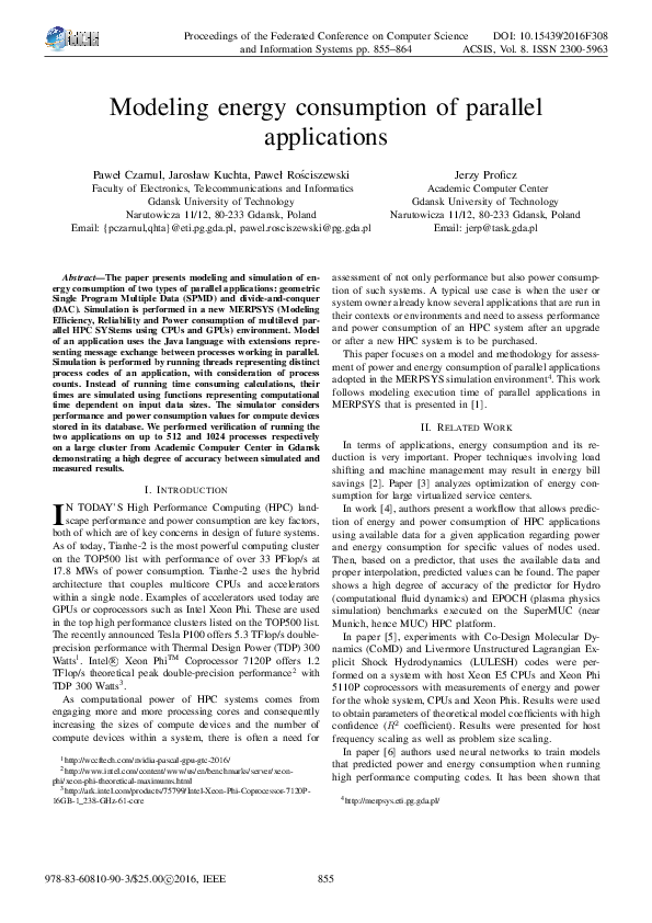 (PDF) Modeling energy consumption of parallel applications | Jarosław Kuchta - Academia.edu