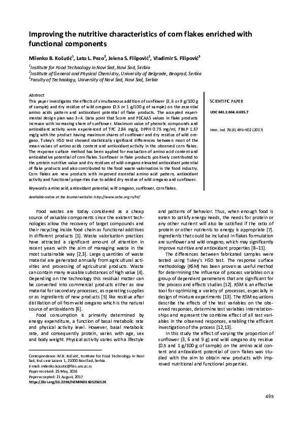 (PDF) Improving the nutritive characteristics of corn flakes enriched ...