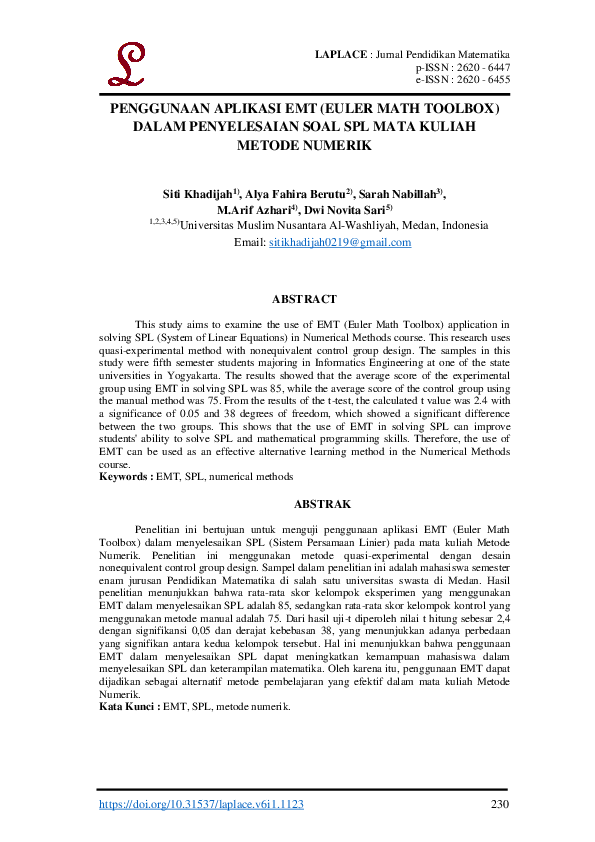 (PDF) Penggunaan Aplikasi Emt (Euler Math Toolbox) Dalam Penyelesaian ...