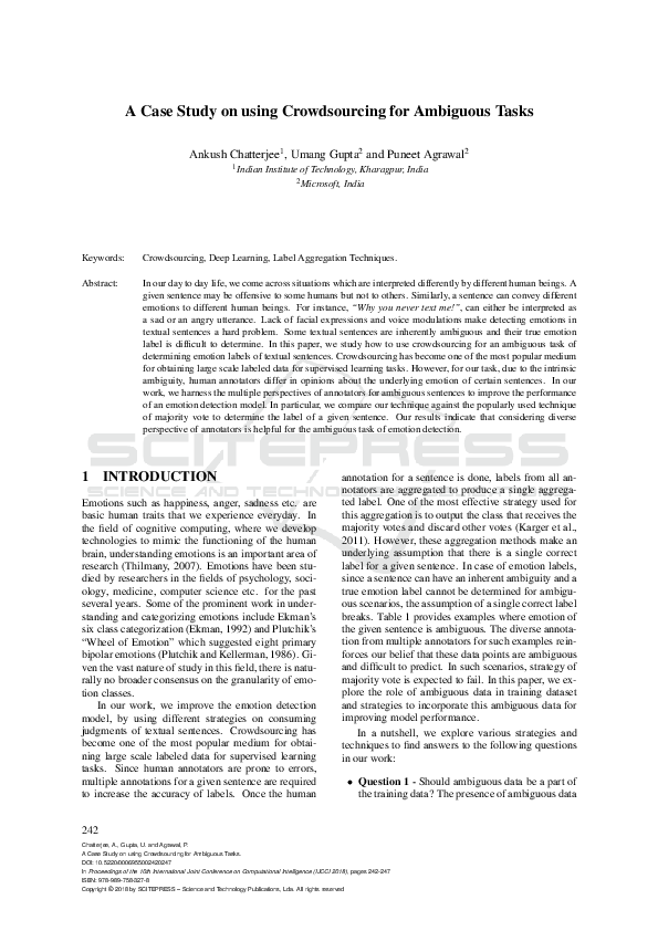 (PDF) A Case Study on using Crowdsourcing for Ambiguous Tasks