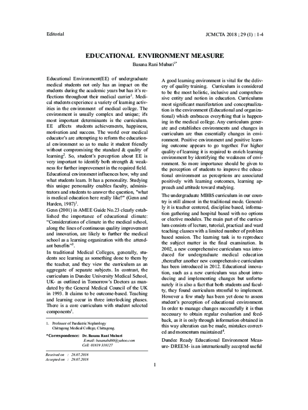 (PDF) Educational Environment Measure