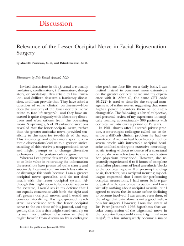 (PDF) Relevance of the Lesser Occipital Nerve in Facial Rejuvenation ...