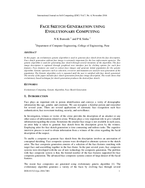 (PDF) Face Sketch Generation Using Evolutionary Computing