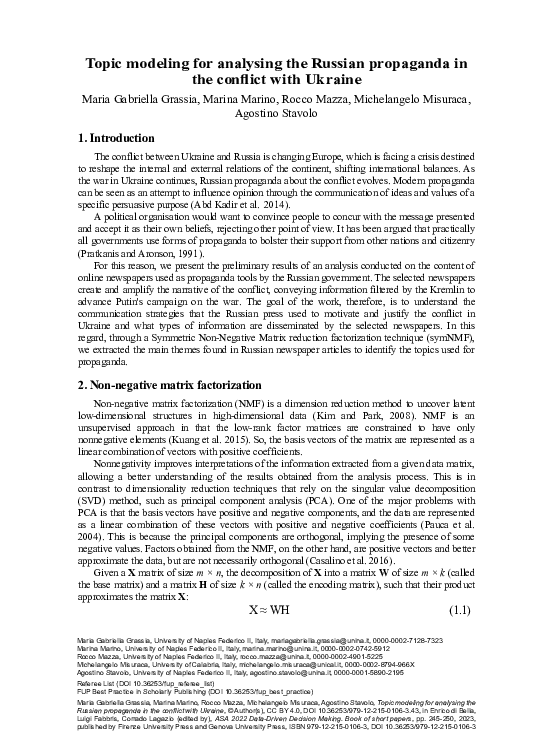 (PDF) Topic modeling for analysing the Russian propaganda in the ...