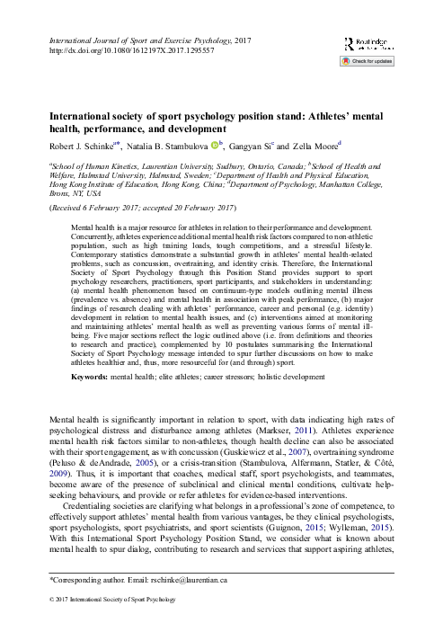 (PDF) International society of sport psychology position stand ...
