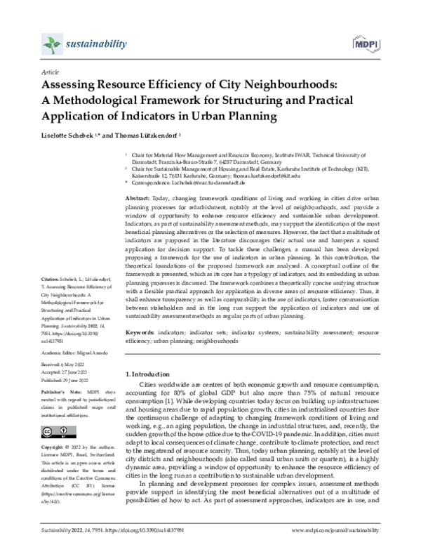 (PDF) Assessing Resource Efficiency of City Neighbourhoods: A Methodological Framework for ...