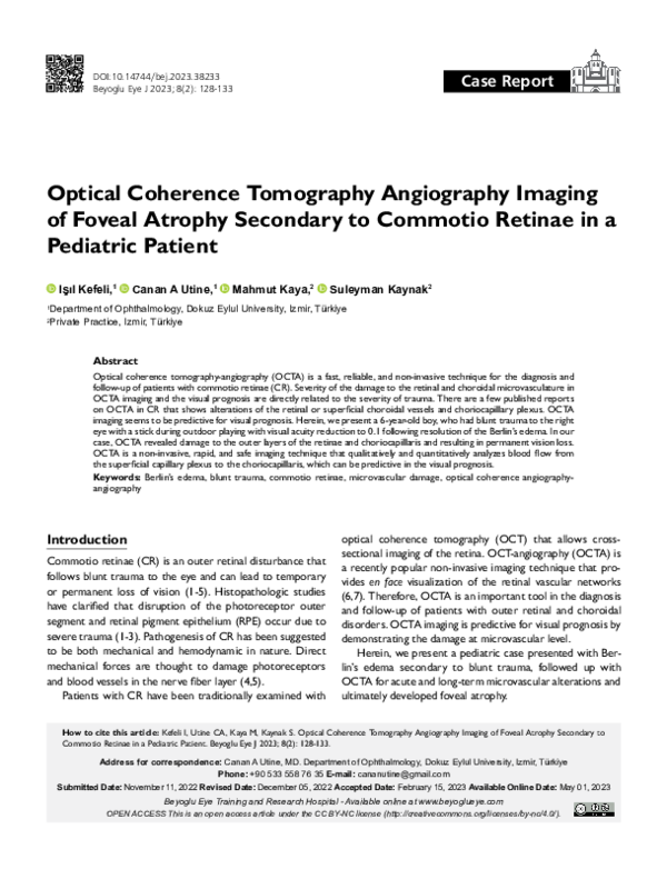 (PDF) Optical coherence tomography angiography imaging of foveal ...