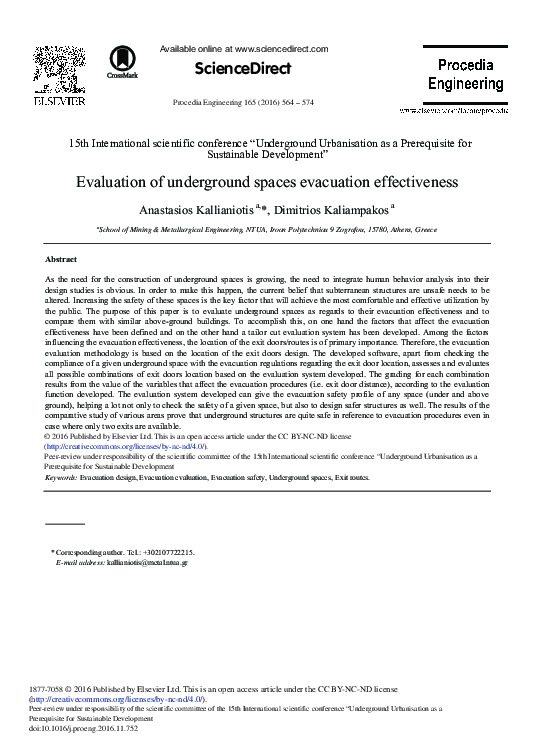 (PDF) Evaluation of Underground Spaces Evacuation Effectiveness