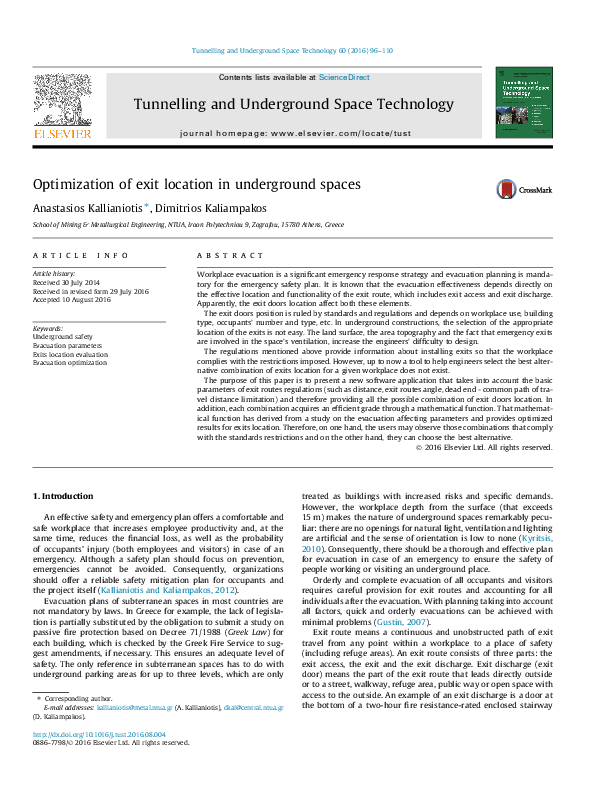 (PDF) Optimization of exit location in underground spaces