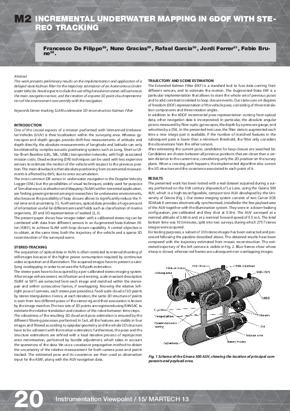 (PDF) Incremental underwater mapping in 6dof with stereo tracking