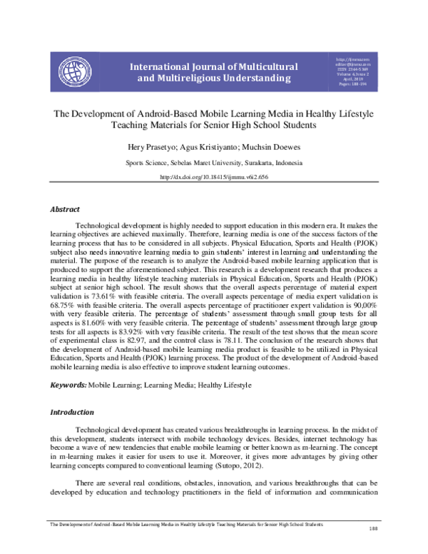 (PDF) The Development of Android-Based Mobile Learning Media in Healthy Lifestyle Teaching ...