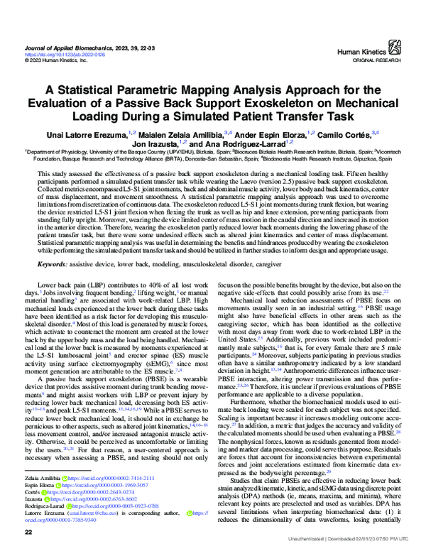 (PDF) A Statistical Parametric Mapping Analysis Approach for the Evaluation of a Passive Back ...