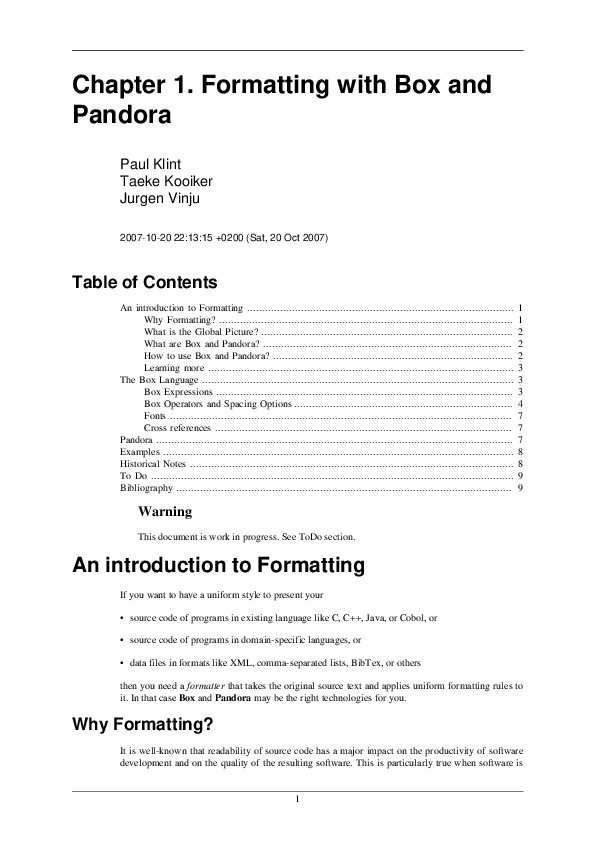 (PDF) Chapter 1. Formatting with Box and Pandora