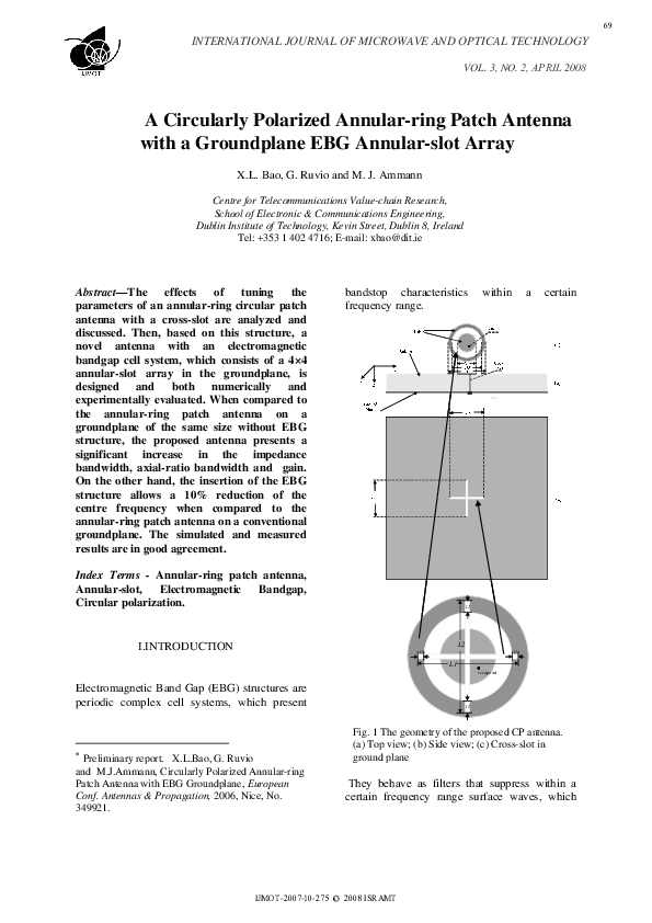(PDF) A Circularly Polarized Annular-ring Patch Antenna with a ...