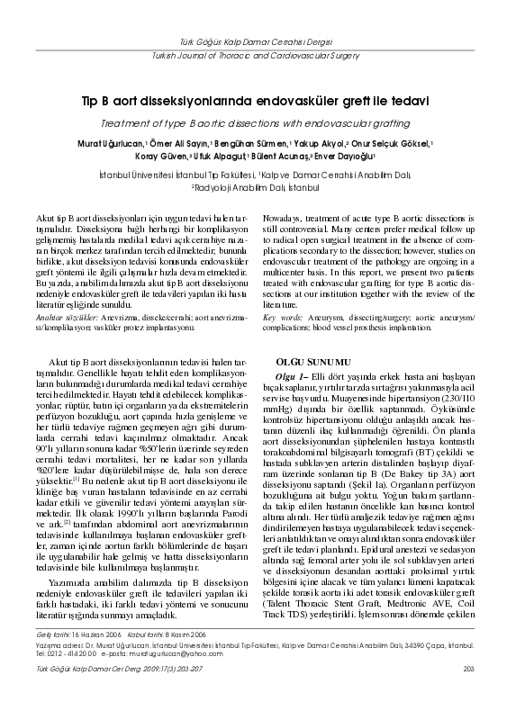 Treatment of type B aortic dissections with endovascular grafting