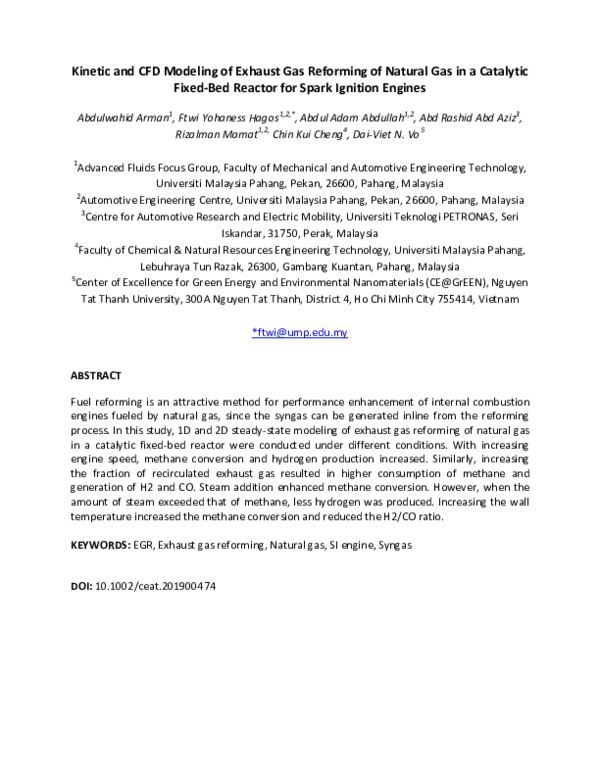 (PDF) Kinetic and CFD Modeling of Exhaust Gas Reforming of Natural Gas ...