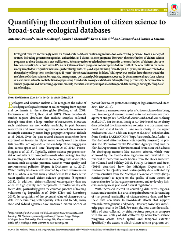 (PDF) Quantifying the contribution of citizen science to broad‐scale ...