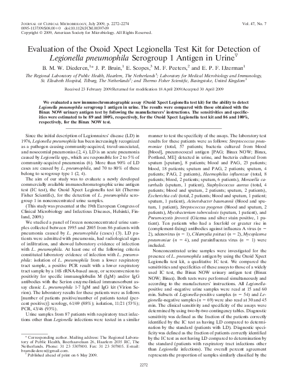 (PDF) Evaluation of the Oxoid Xpect Legionella Test Kit for Detection ...