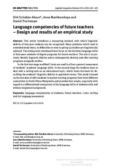 (PDF) Language competencies of future teachers – Design and results of ...