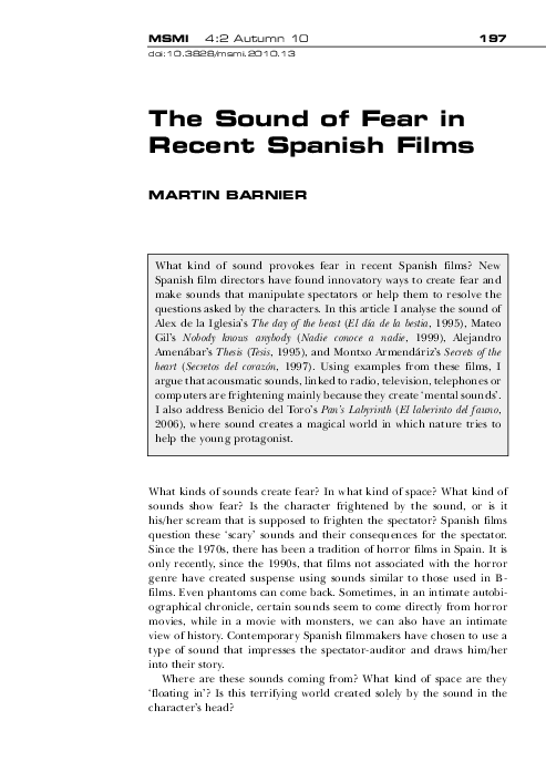 (PDF) Sound of Fear in Recent Spanish Films