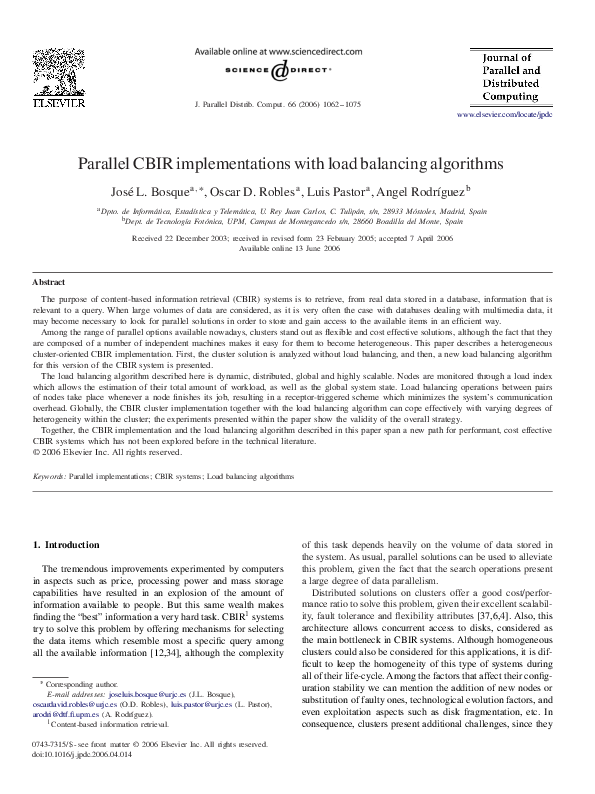 Pdf Parallel Cbir Implementations With Load Balancing Algorithms