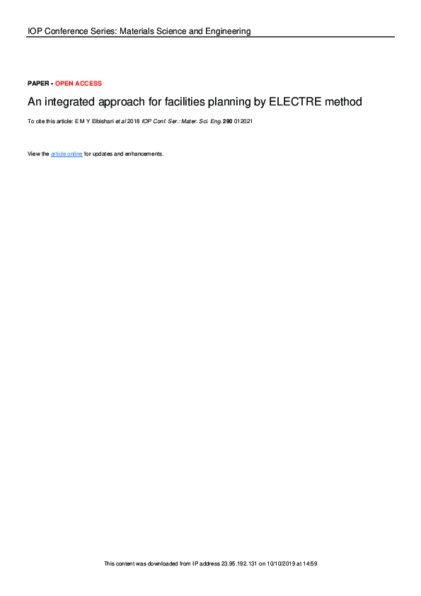 (PDF) An integrated approach for facilities planning by ELECTRE method