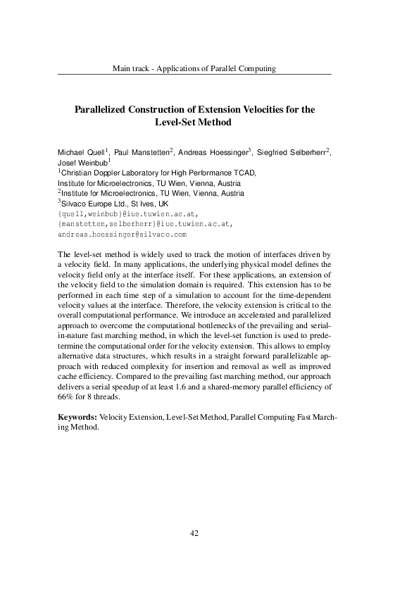 (PDF) Parallelized Construction of Extension Velocities for the Level-Set Method | Andreas ...
