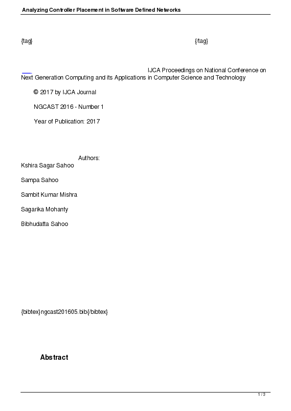 Pdf Analyzing Controller Placement In Software Defined Networks 