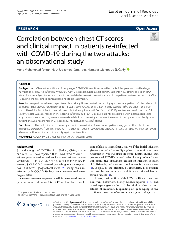 (PDF) Correlation between chest CT scores and clinical impact in ...