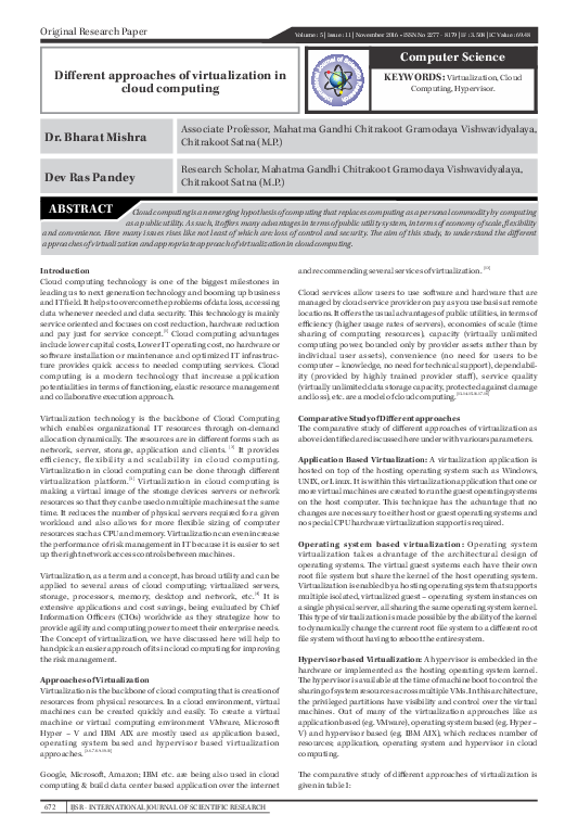 Pdf Different Approaches Of Virtualization In Cloud Computing