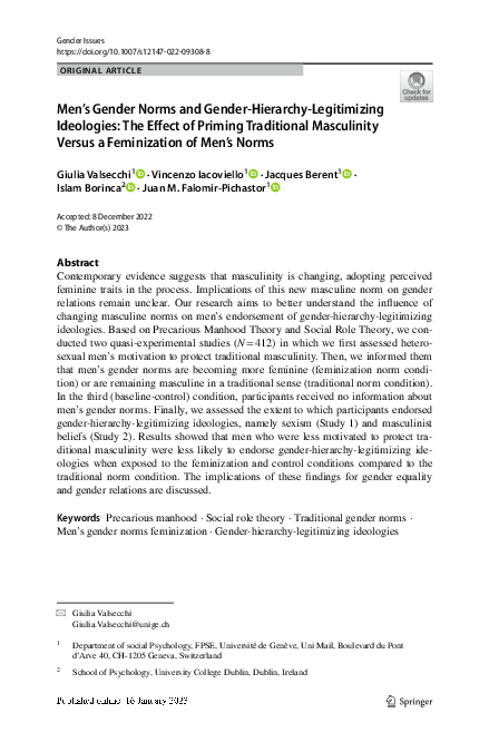 (PDF) Men’s Gender Norms and Gender-Hierarchy-Legitimizing Ideologies ...