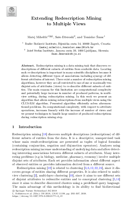 (PDF) Extending Redescription Mining to Multiple Views