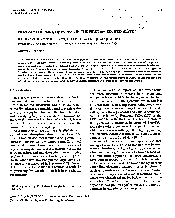 (PDF) Vibronic coupling of pyrene in the first ππ* excited state