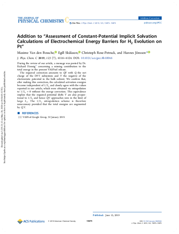 (PDF) Addition to “Assessment of Constant-Potential Implicit Solvation Calculations of ...